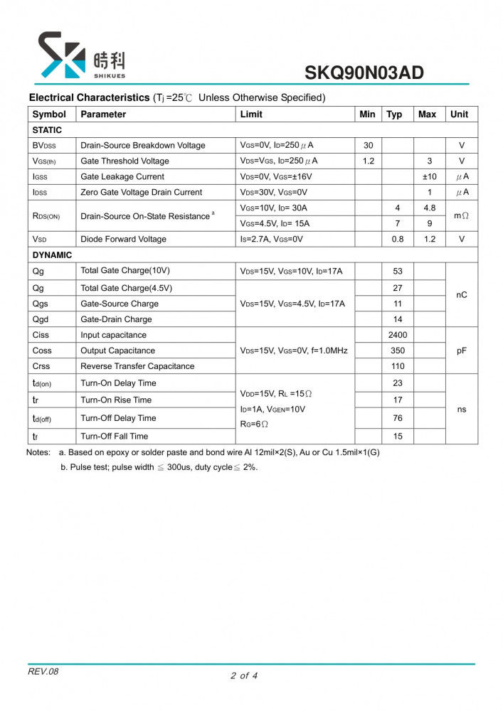 SKQ90N03AD datasheet page 2
