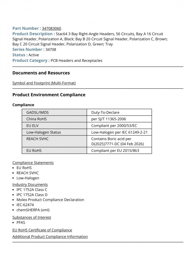 MOLEX 347083060 technical document image 1