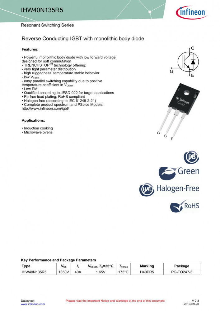 IHW40N135R5 datasheet page 1