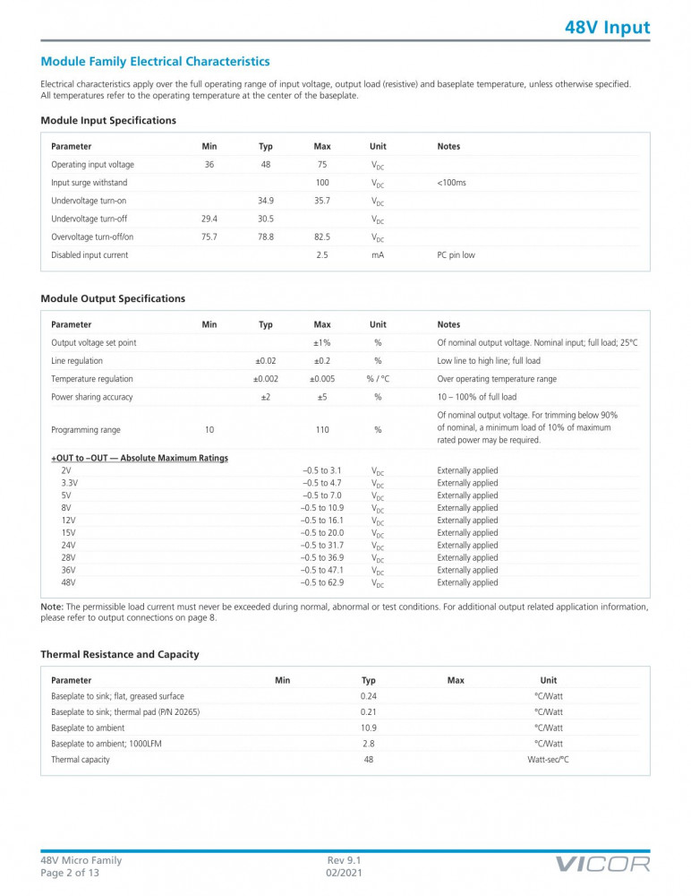 VICOR V48C48E150BG document page 2
