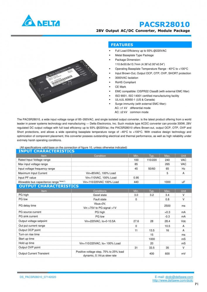 PACSR28010S datasheet page 1