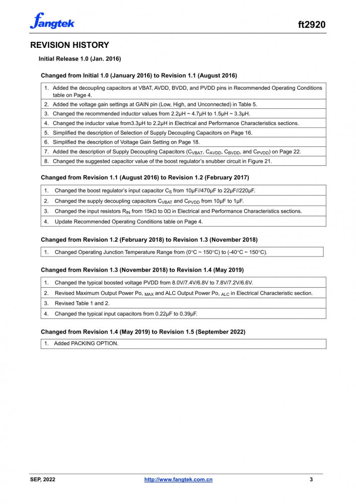 FT2920P datasheet page 3