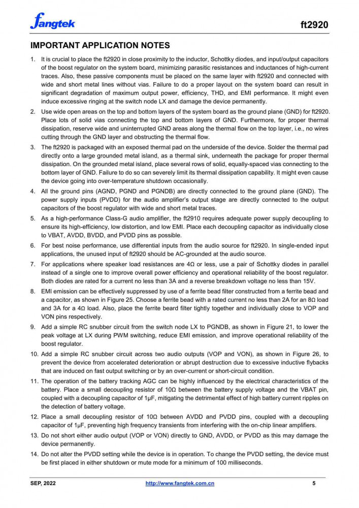 FT2920P datasheet page 5