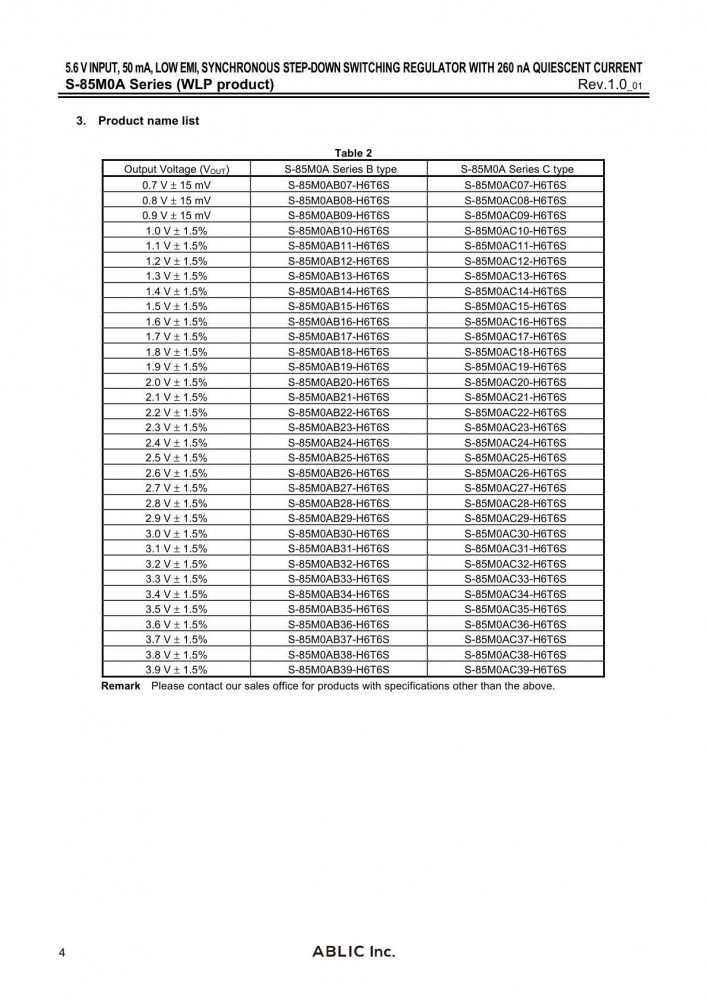 ABLIC S-85M0A datasheet page 4