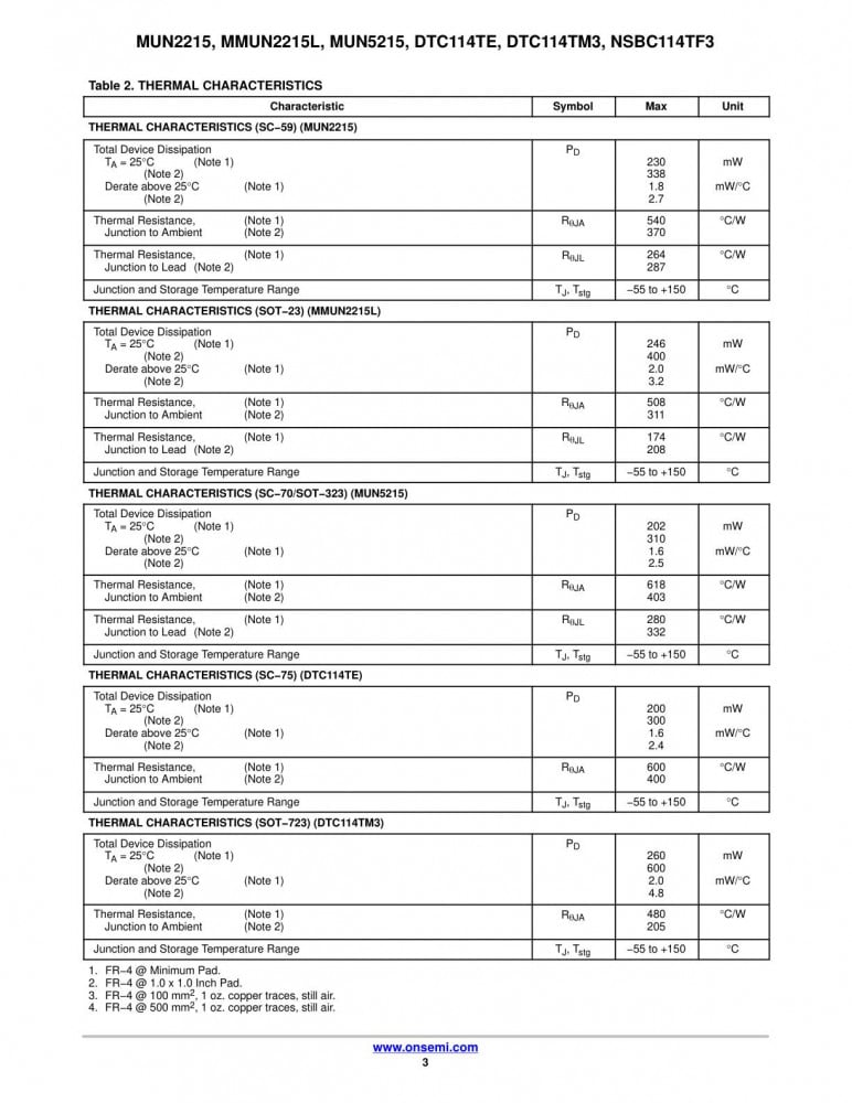 MUN2215T1G datasheet page 3