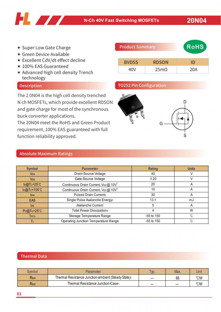 HL 20N04 datasheet page 1