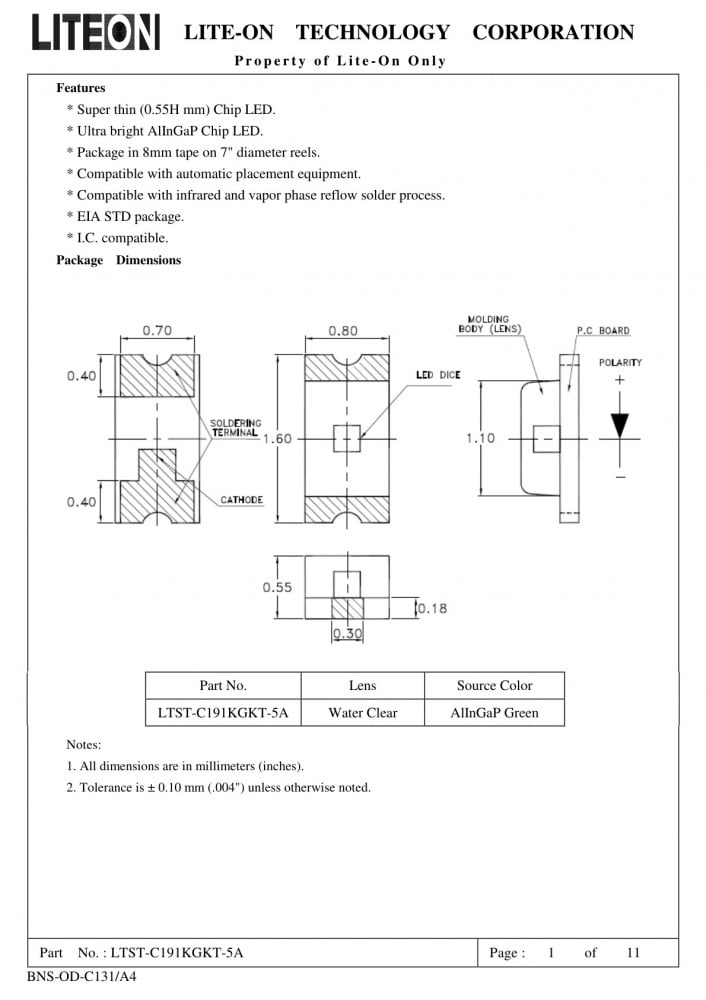 LTST-C191KGKT-5A datasheet page 2