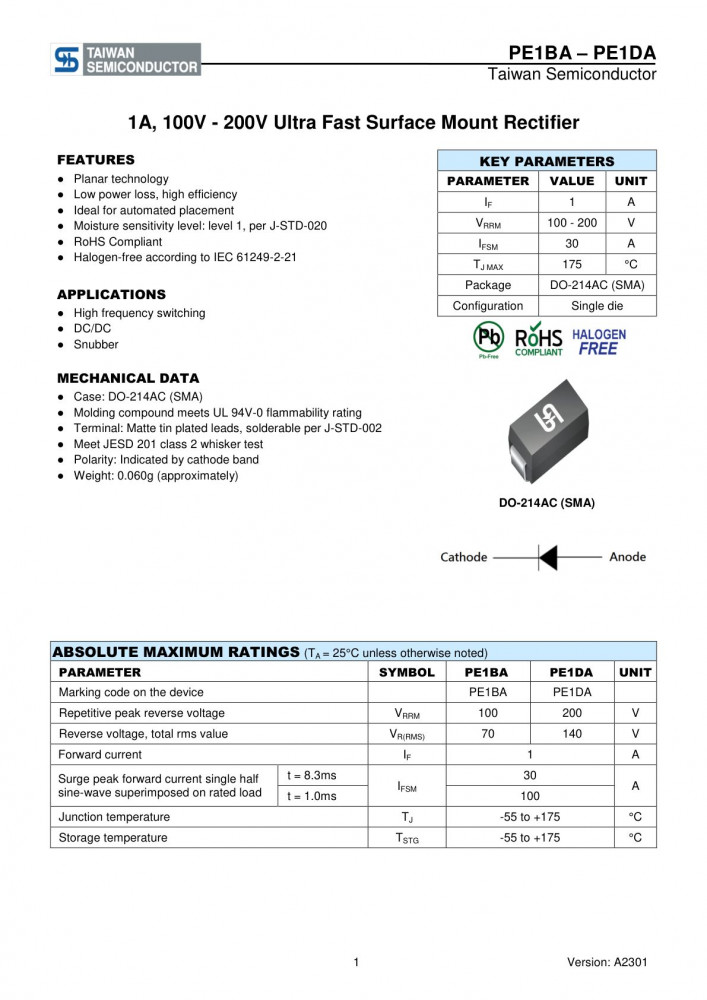 PE1BA technical document page 1