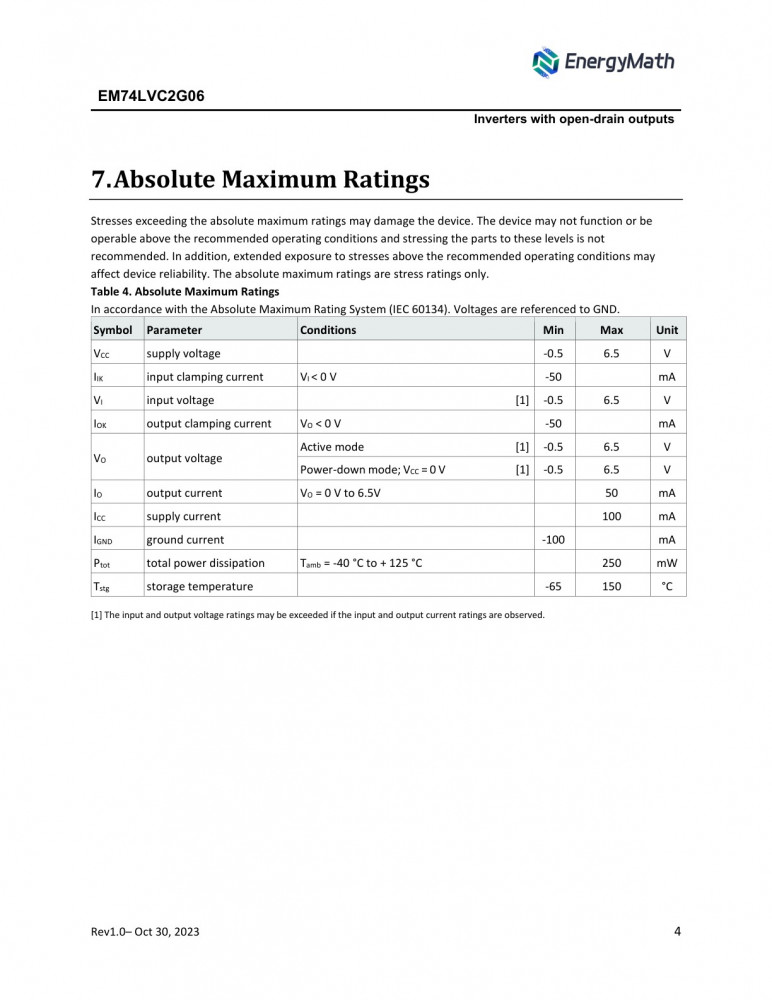 EM74LVC2G06GW datasheet page 4