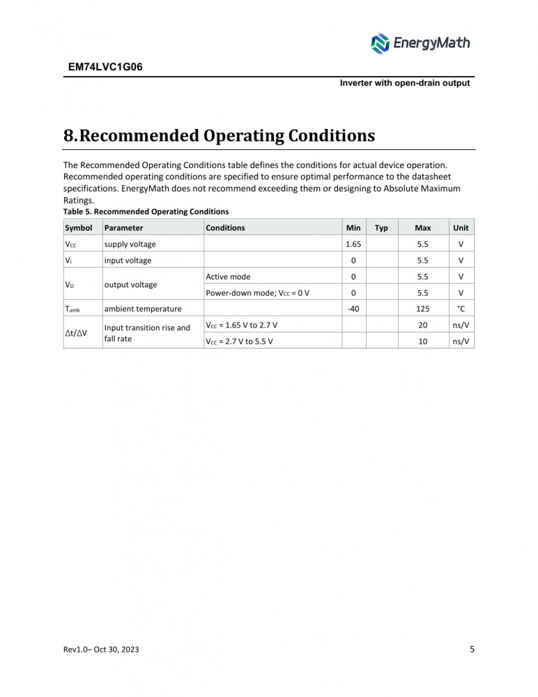 EM74LVC2G06GW datasheet page 5
