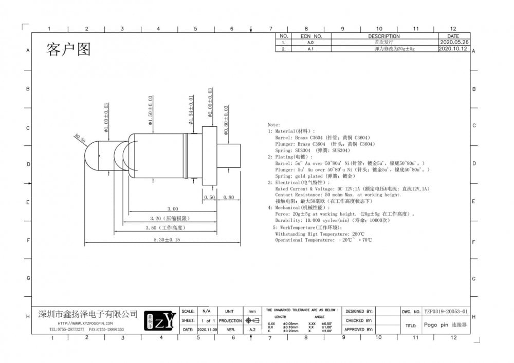 YZP0319-20053-01 specification page 3