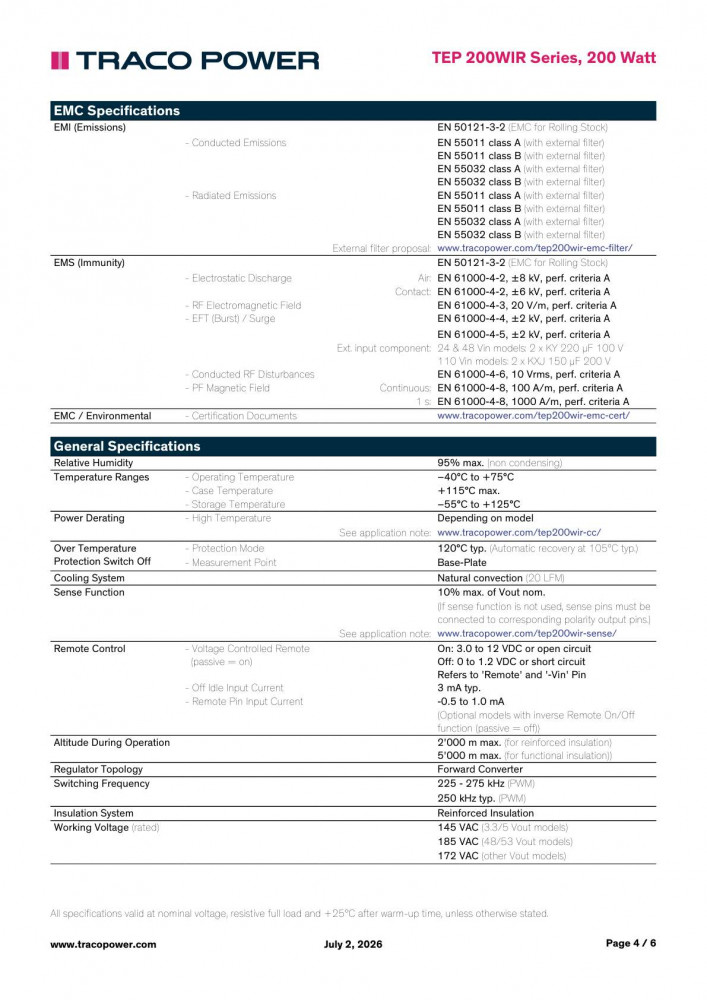 TEP 200WIR technical document page 4