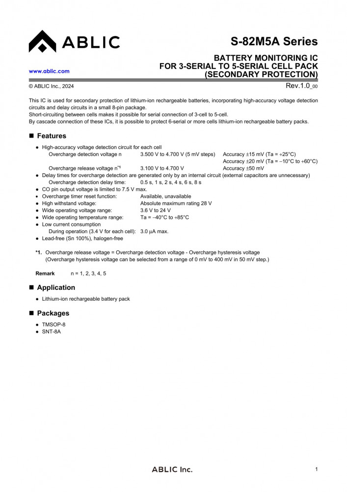 S-82M5A datasheet page 1