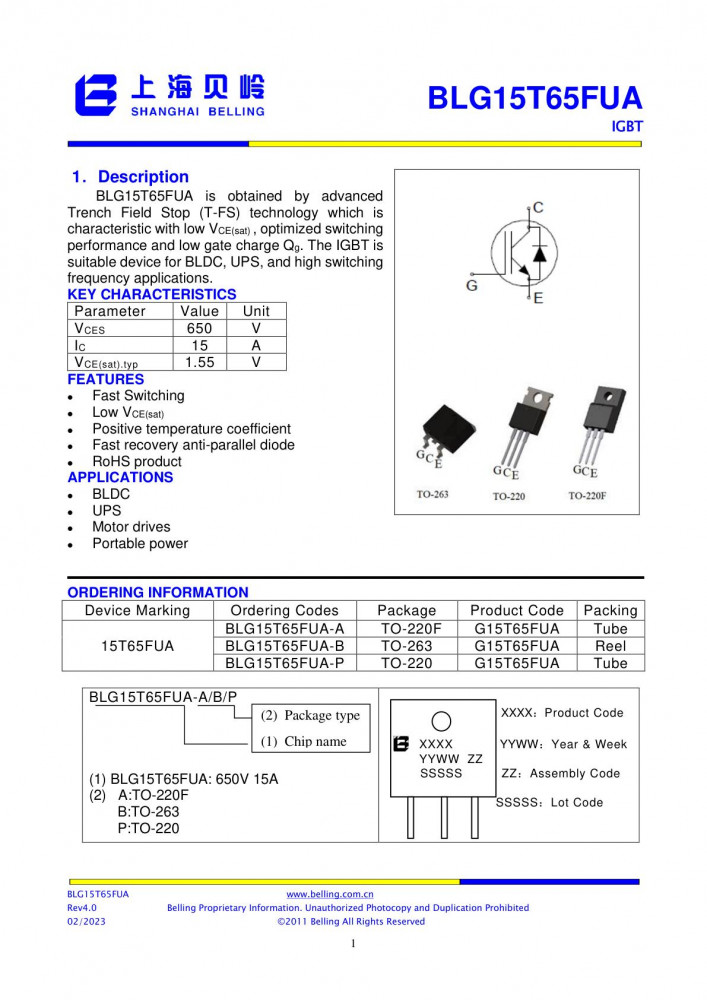 BLG15T65FUA-A datasheet page 1