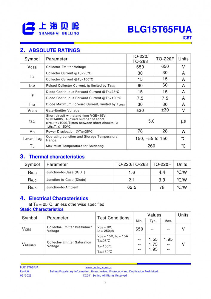 BLG15T65FUA-A datasheet page 2