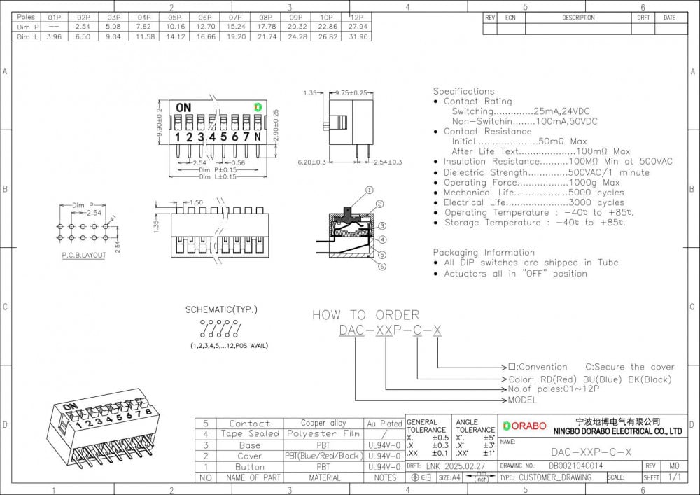 DORABO DAC-6P-RD technical document preview