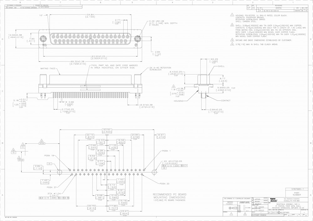TE Connectivity 5787685-1 controlled drawing