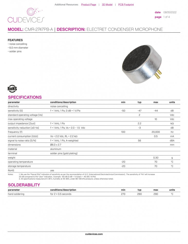 CMR-2747PB-A datasheet page 1