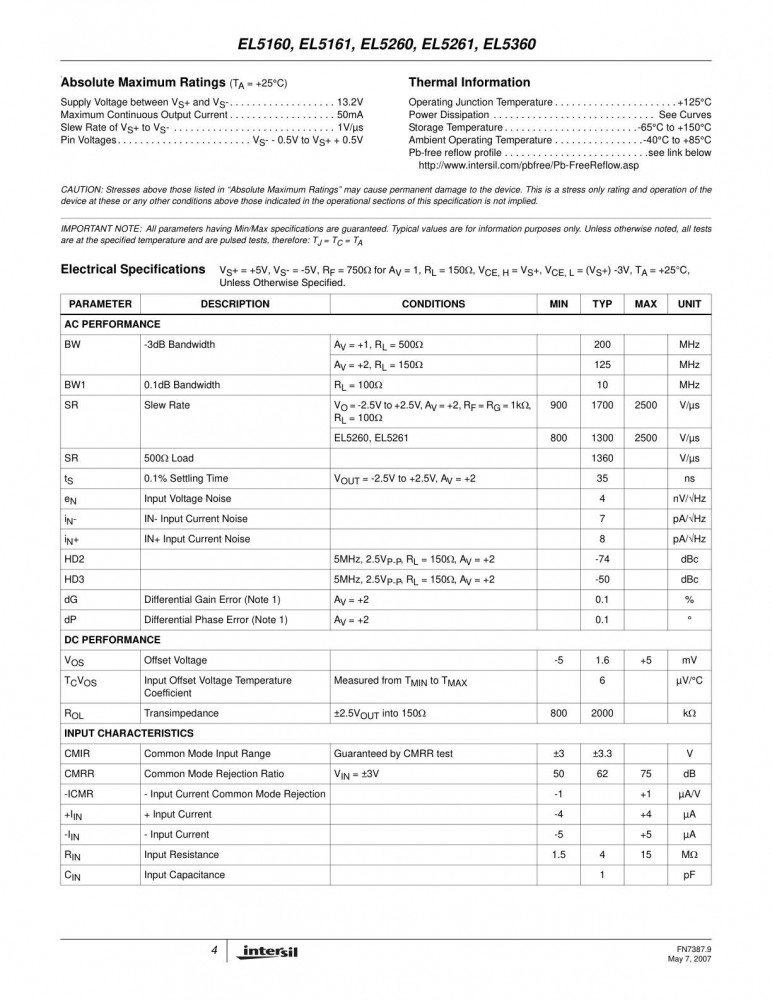 EL5360IU datasheet page 4