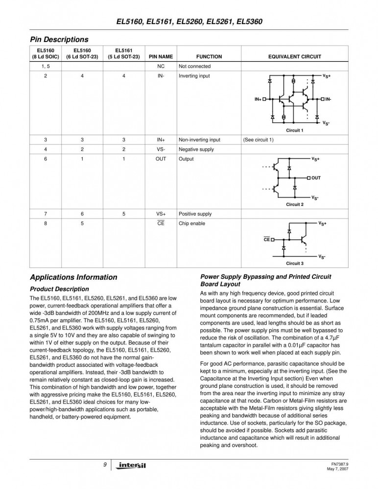 EL5360IU datasheet page 9