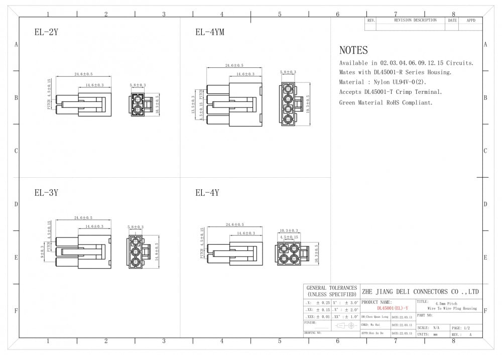 DLL DL45001 technical drawing page 1