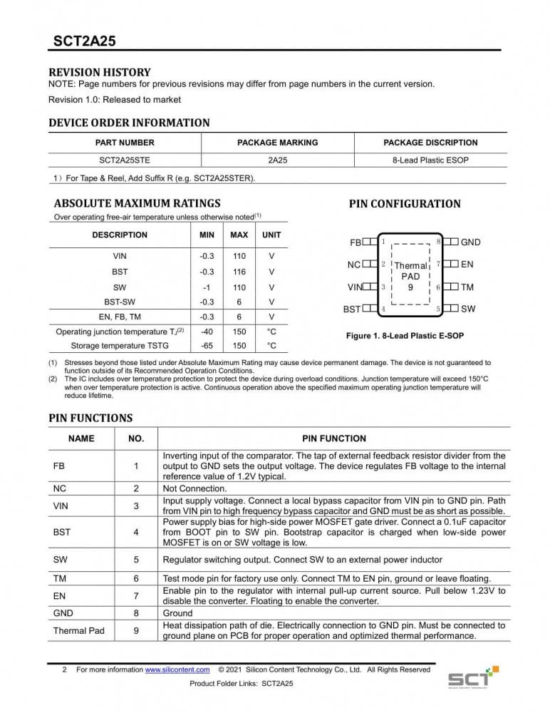 SCT2A25STER datasheet page 2
