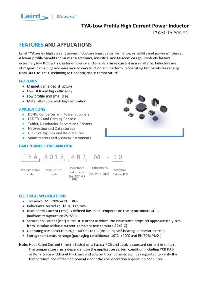 Laird TYA3015 datasheet page 1