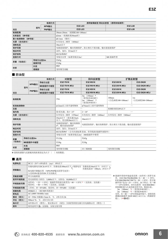 E3Z series datasheet page 6