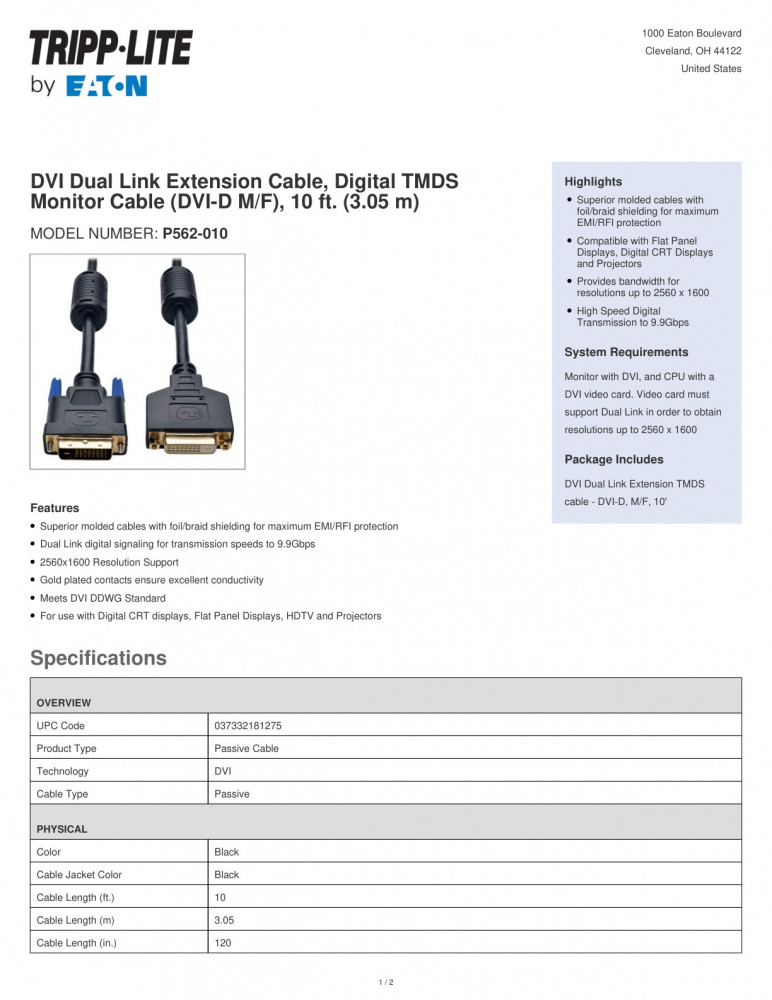P562-010 technical document page 1