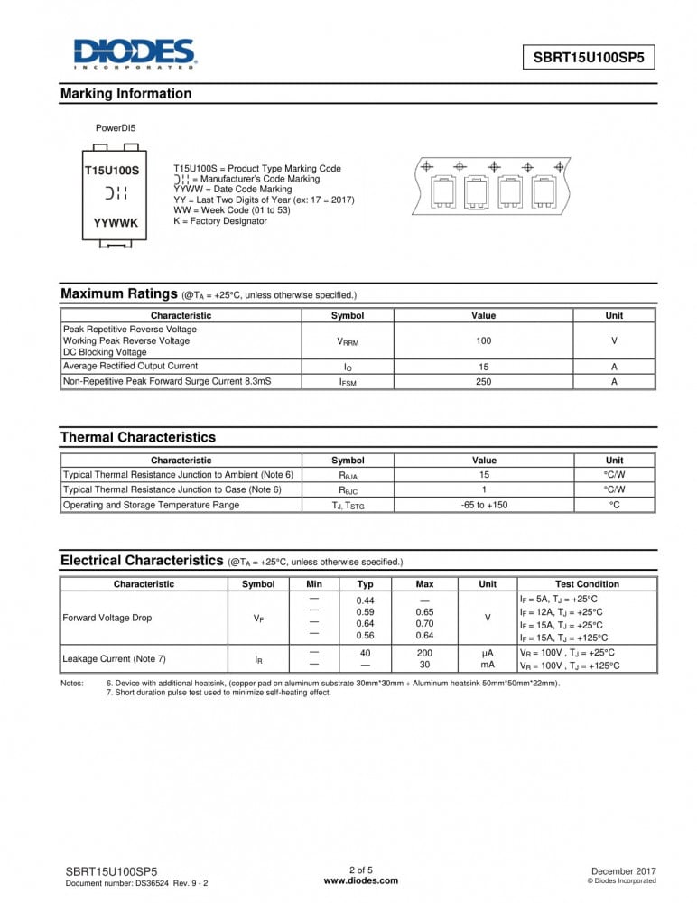 SBRT15U100SP5-13 datasheet page 2