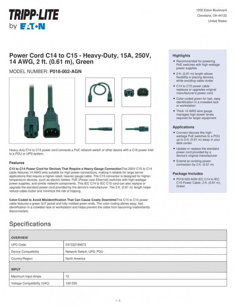 P018-002-AGN technical document page 1