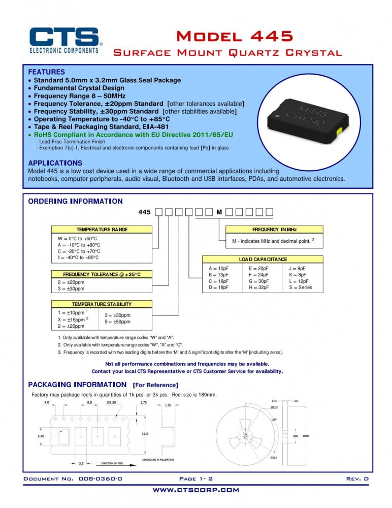 CTS 445 series technical document page 1