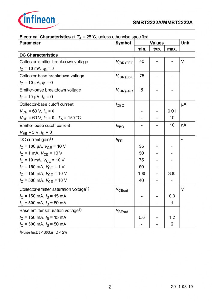 SMBT 2222A E6327 datasheet page 2
