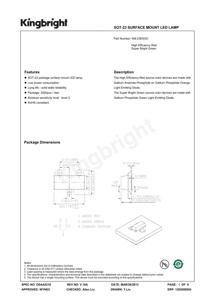 KM-23ESGC datasheet page 1