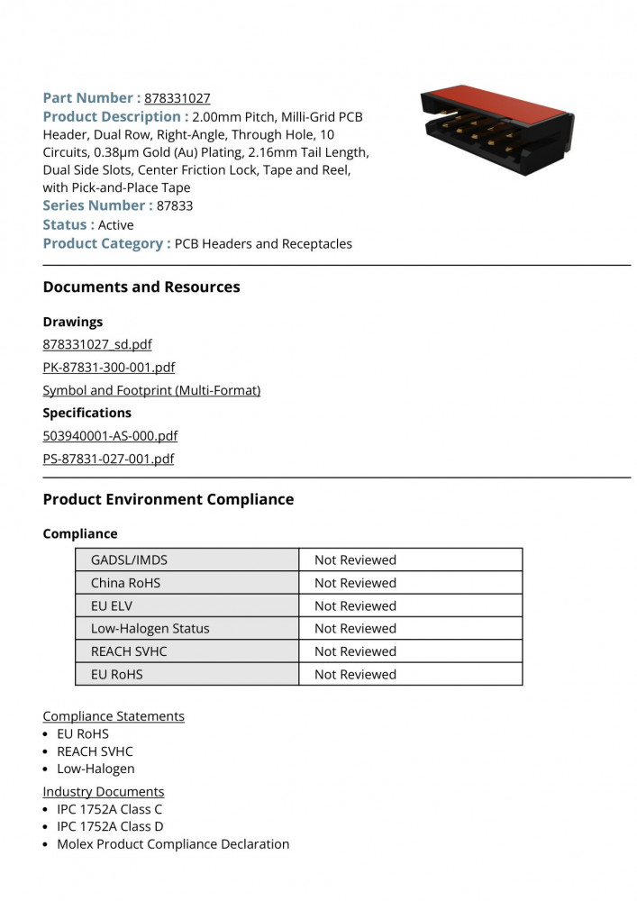 MOLEX 878331027 technical document page 1