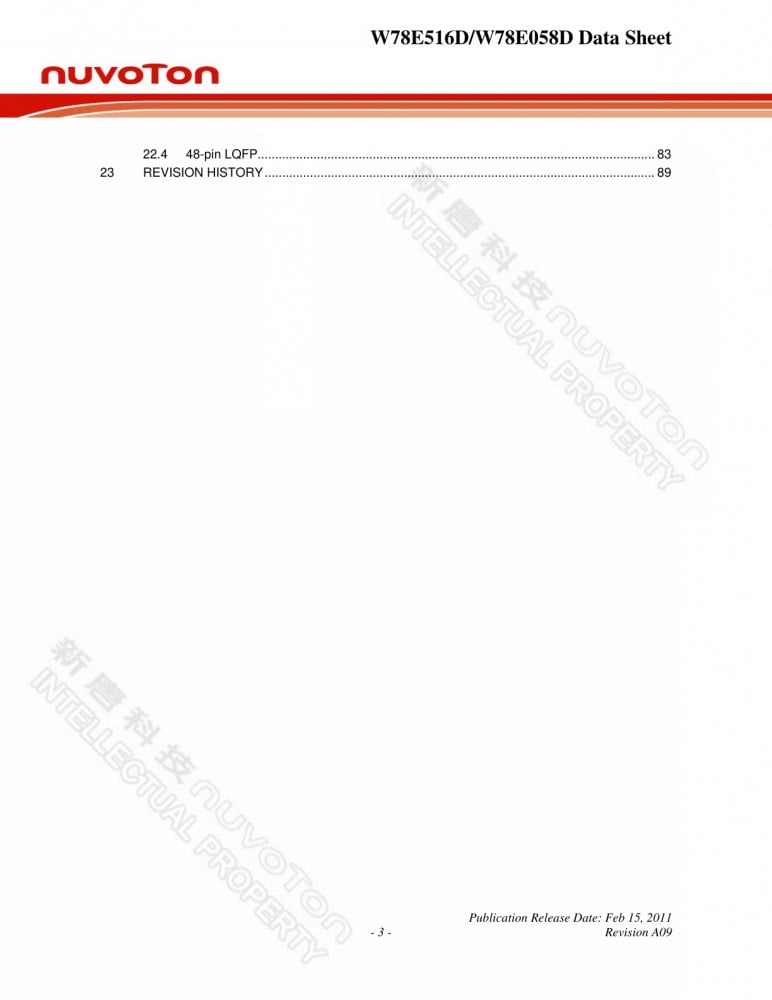 W78E058DDG datasheet page 3