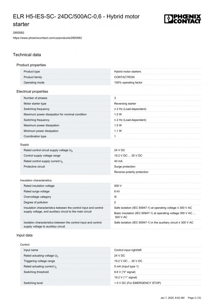 Phoenix Contact 2900582 technical document page 2