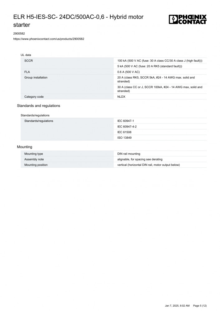 Phoenix Contact 2900582 technical document page 5