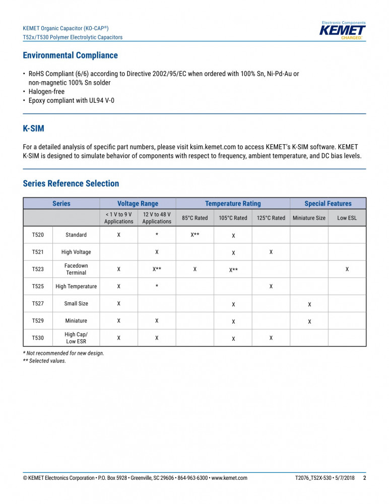KEMET T520 KO-CAP datasheet page 2