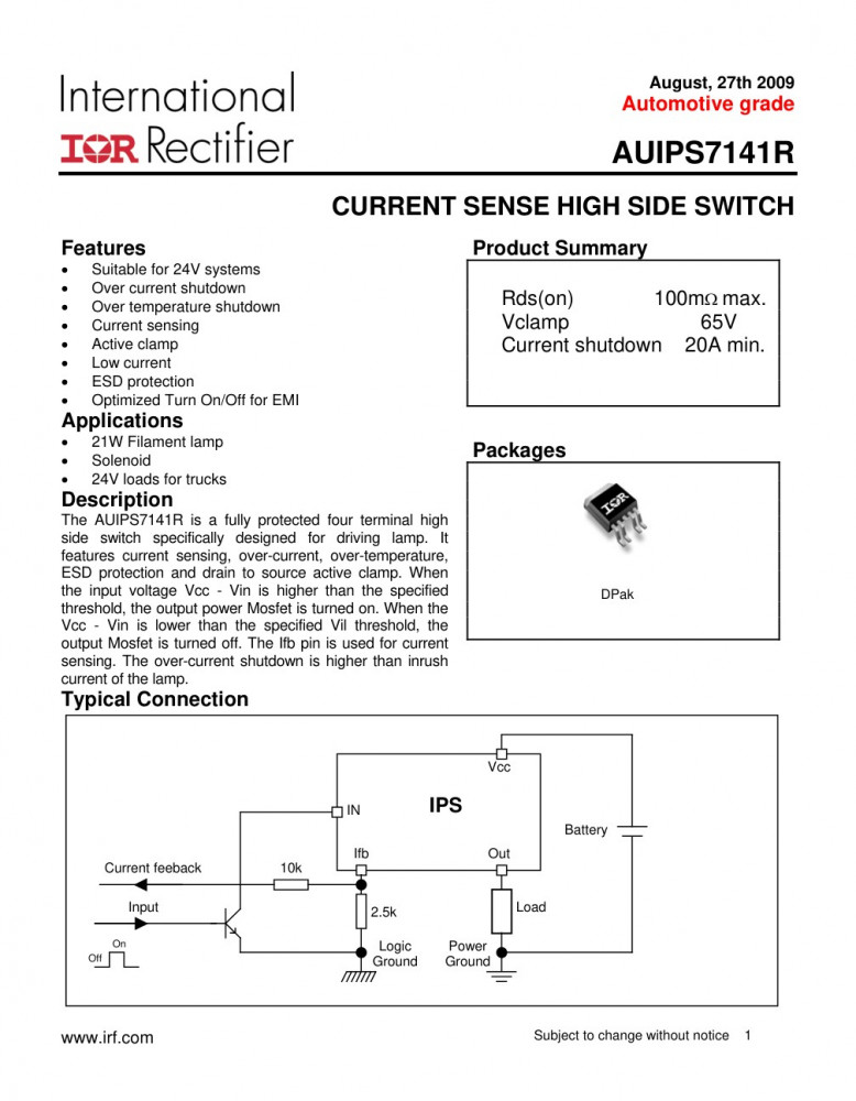 AUIPS7141RTRL datasheet page 1