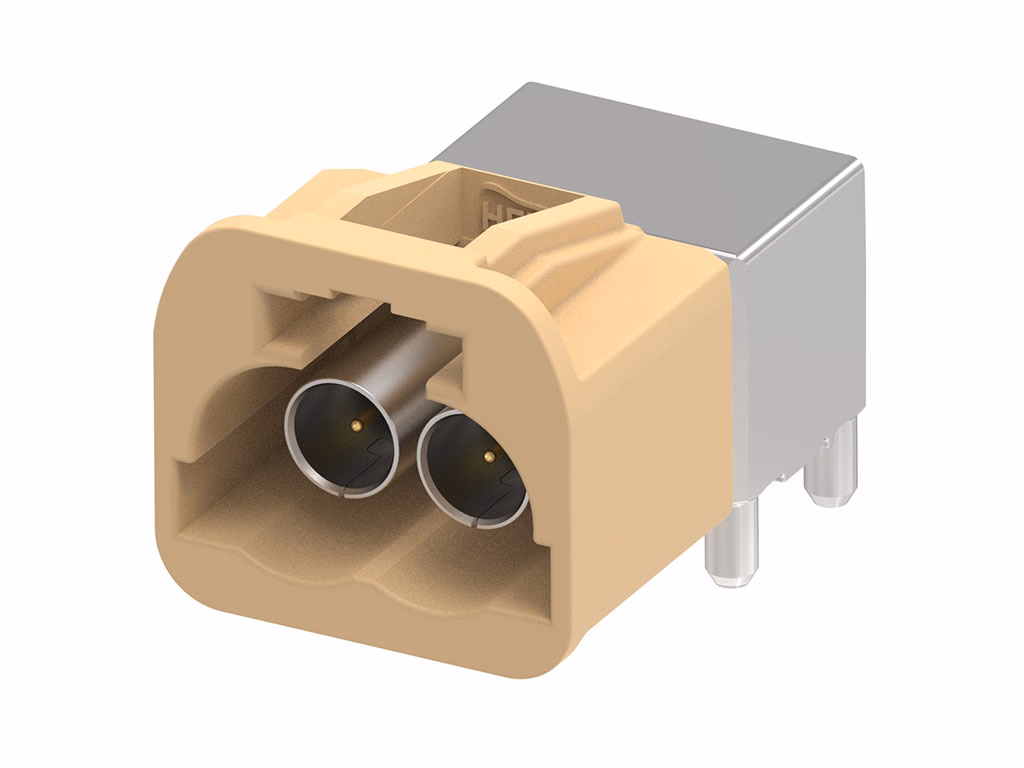 High-Speed FAKRA Mini (HFM) Dual Header, 1x2, Right-Angle, Through Hole, Key J, Beige, 50 Ohms for sale