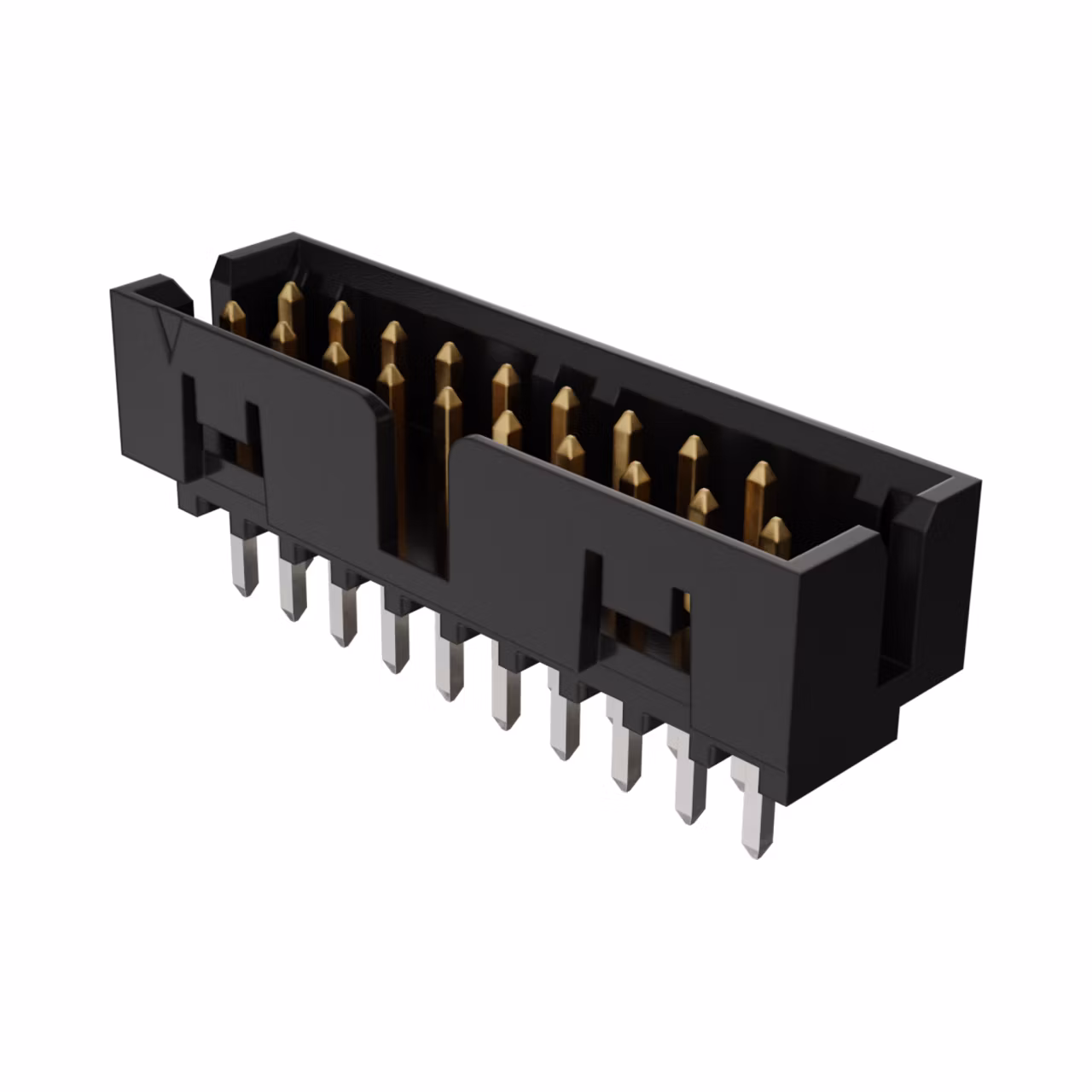 2.00mm Pitch, Milli-Grid PCB Header, Dual Row, Vertical, Through Hole, Shrouded, 20 Circuits, Circuit 20 Voided, 0.38µm Gold (Au) Plating, 2.50mm Tail Length, Dual Side Slots, Dual Friction Locks, Center Polarization, Tube for sale