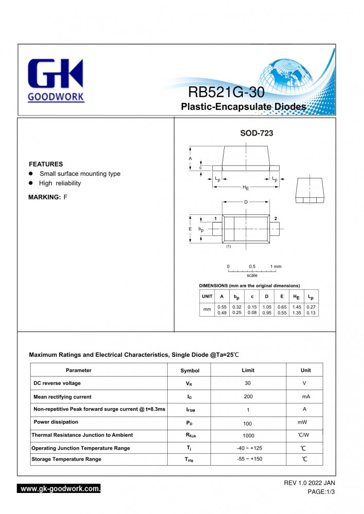 RB521G-30 datasheet page 1
