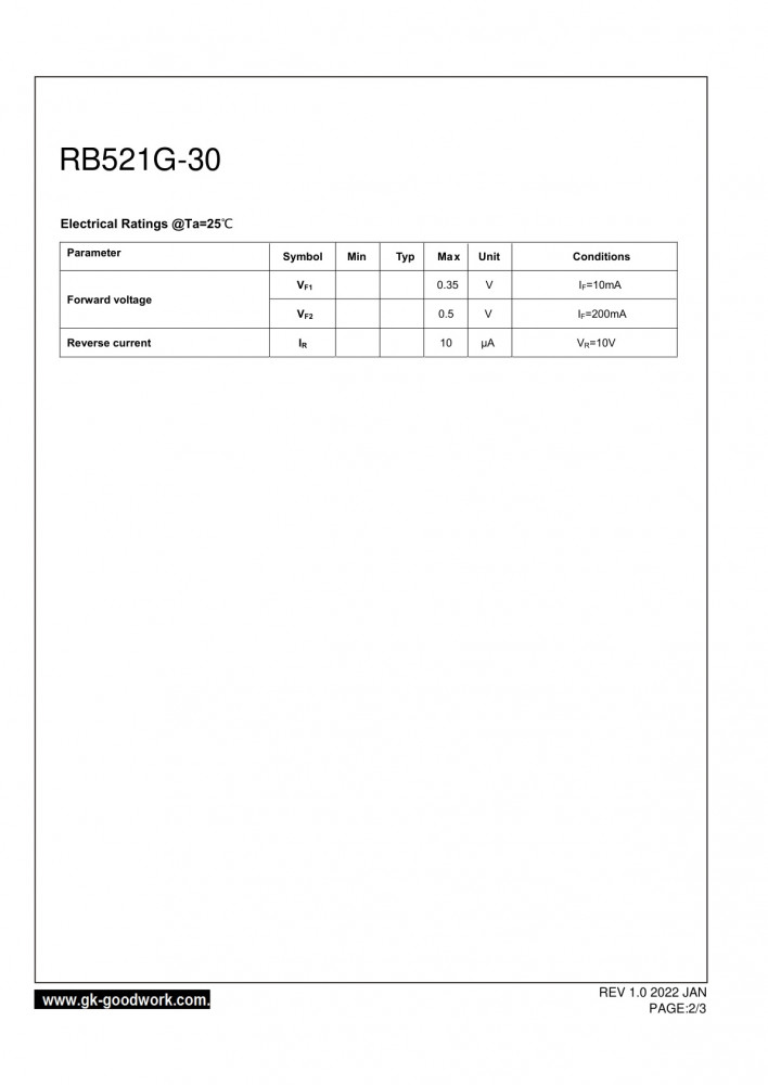 RB521G-30 datasheet page 2