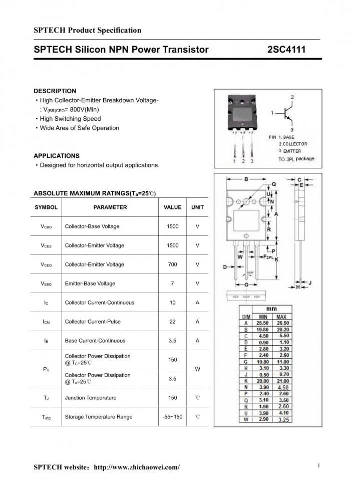 2SC4111 datasheet page 1