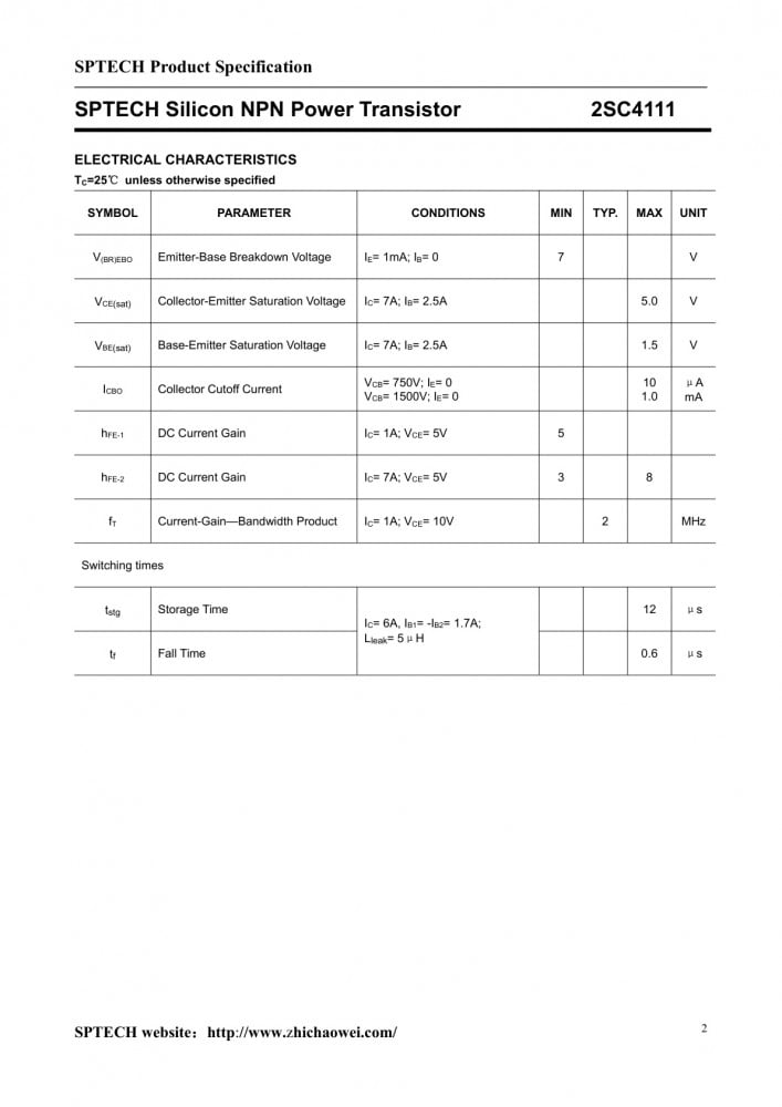 2SC4111 datasheet page 2