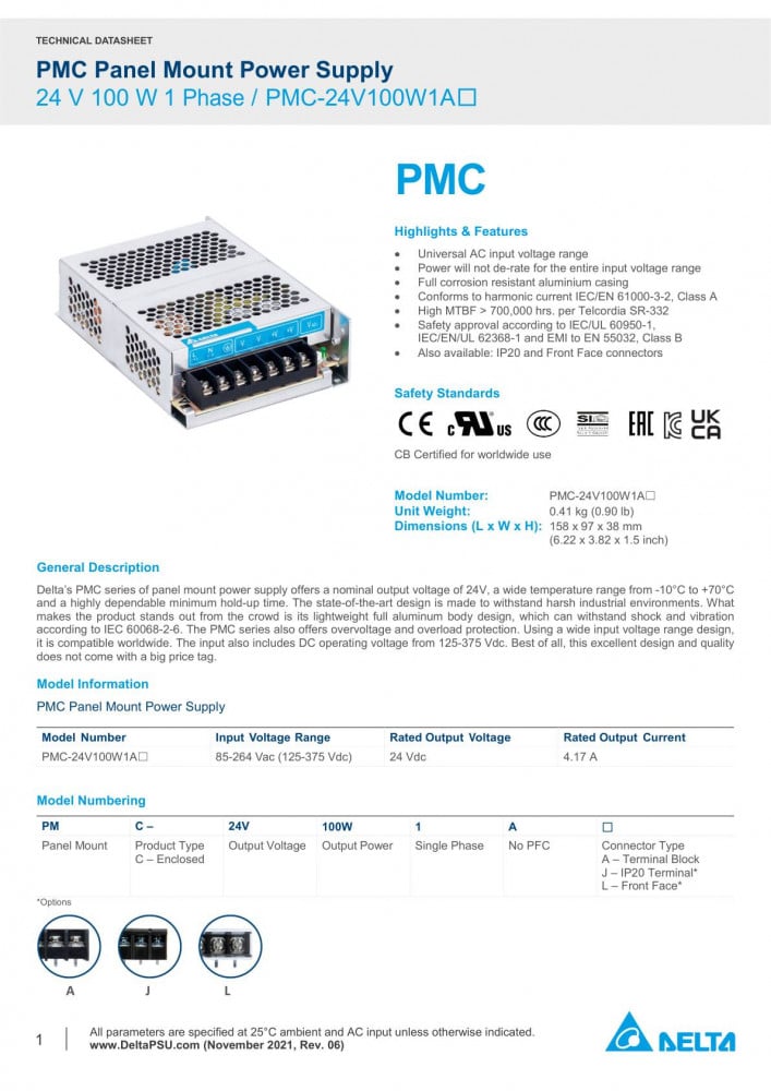 DELTA PMC datasheet page 1