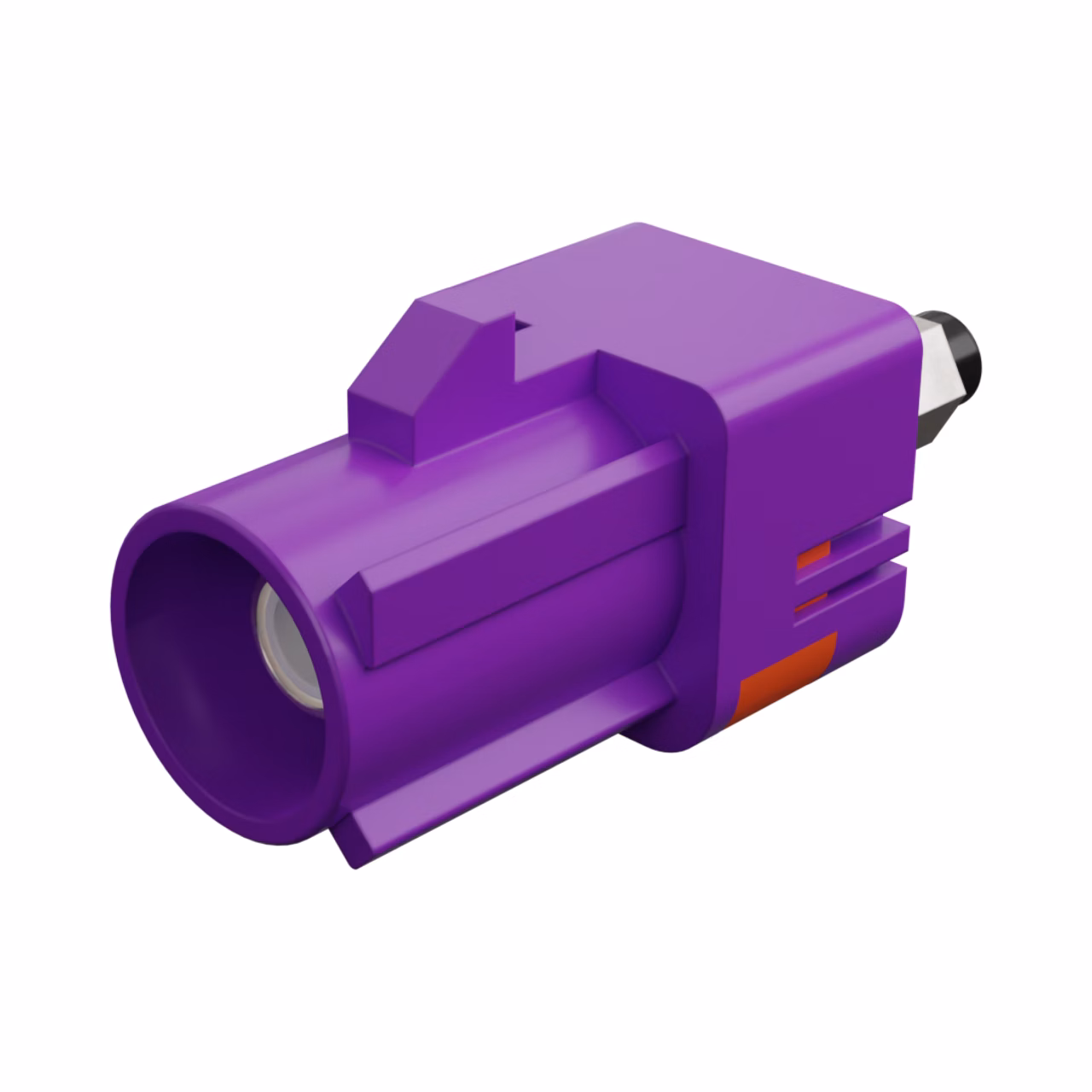 FAKRA Jack, Straight, Crimp, RG-316 / RG-174 Cable, Brass Body, Nickel (Ni) Plated, Stamped Contact, Keying Code H, Violet, 50 Ohms for sale