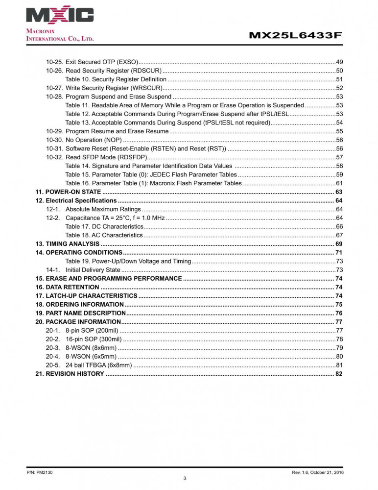 MX25L6433F datasheet page 3