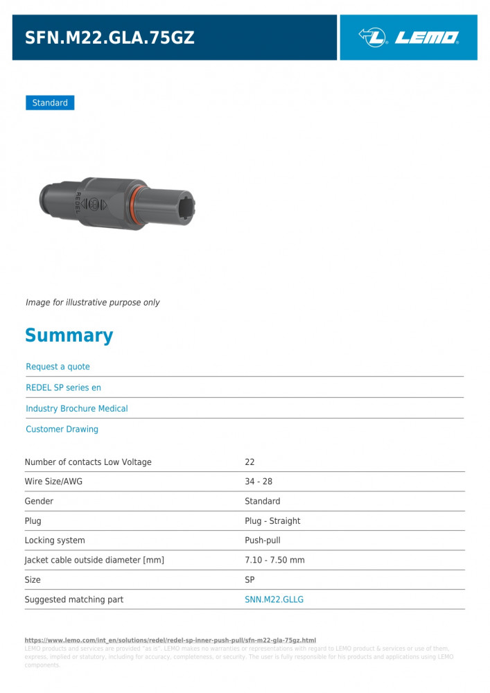 LEMO product documentation page 1